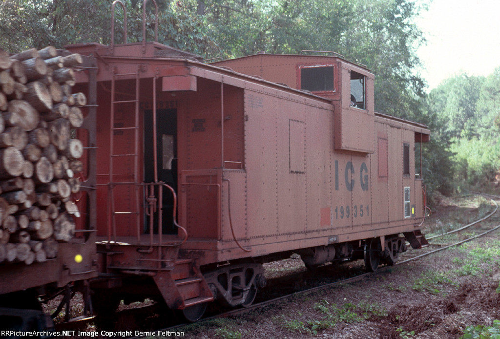 Illinois Central Gulf caboose #199351 brings up the rear of Montgomery (AL) bound eastbound ...